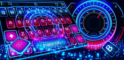 Neon Blue Hologram Super Racing Car Keyboard Theme APK Download For Free