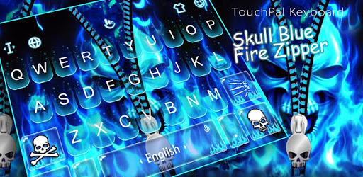 Skull Blue Fire Flaming Zipper Keyboard Theme APK Download For Free