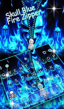 Skull Blue Fire Flaming Zipper Keyboard Theme APK Download For Free