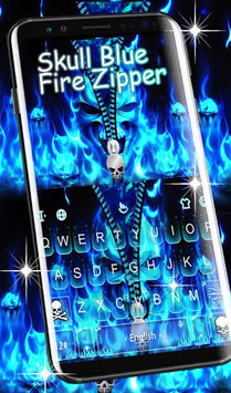 Skull Blue Fire Flaming Zipper Keyboard Theme APK Download For Free