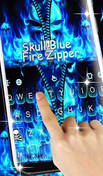 Skull Blue Fire Flaming Zipper Keyboard Theme APK Download For Free