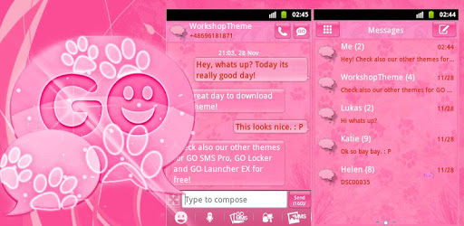 Pink 2 GO SMS PRO Theme APK Download For Free