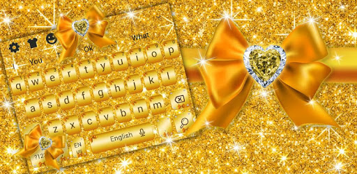 Shiny Gold Glitter Bow Diamond Keyboard Theme for PC - How to Install on Windows PC, Mac
