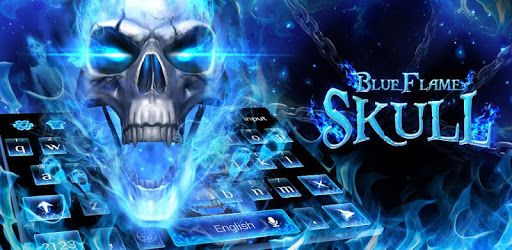 Horrible 3D Blue Flaming Skull Keyboard APK Download For Free