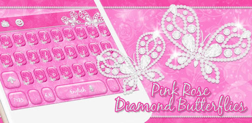 Pink Rose Keyboard Diamond Butterflies Theme for PC - How to Install on ...