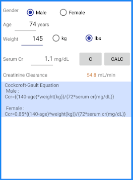 CCr calculator(Cockcroft-Gault Equation) APK Download For Free