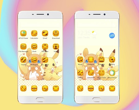 Yellow Kawaii Pikachu APUS theme & HD wallpapers APK Download For Free